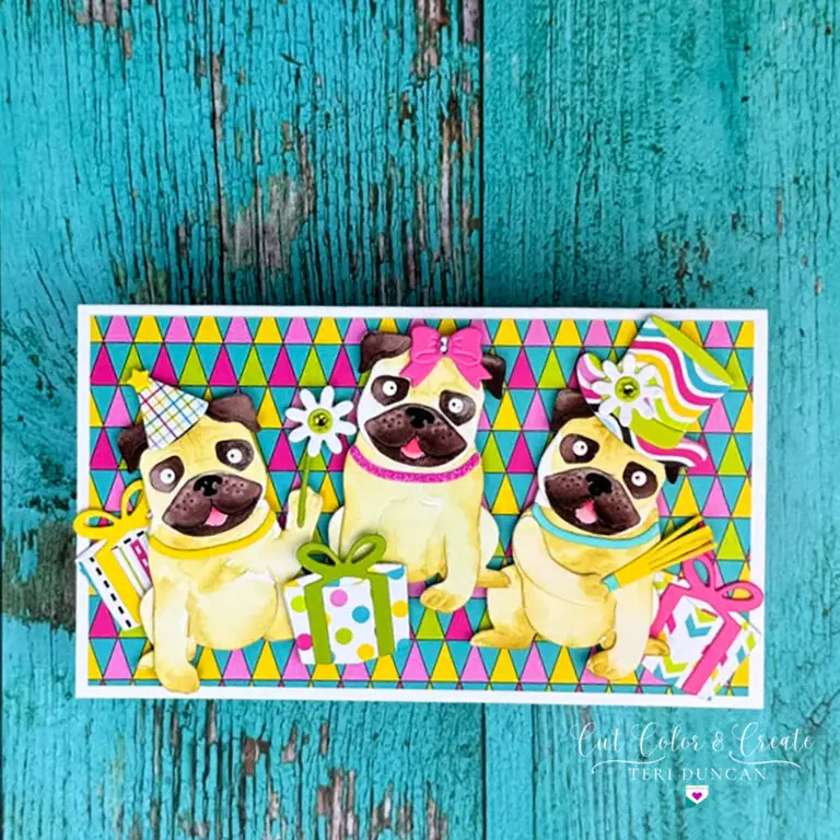 4 Adorable Cats & Pugs Cards – Cut Color & Create